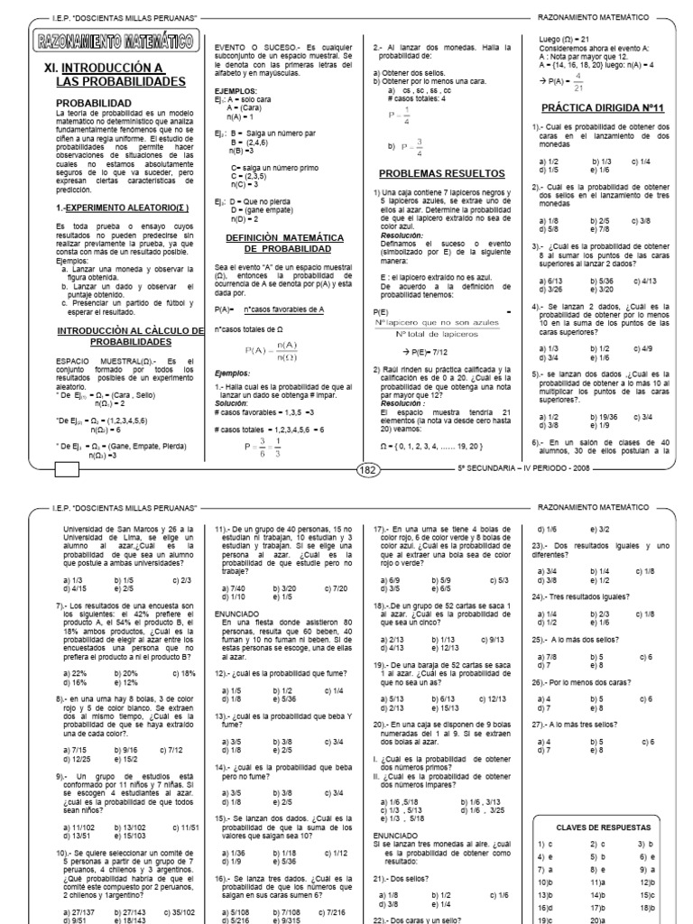 Ctrmat5ºs Ivsr | PDF | Probabilidad | Teoría de probabilidad
