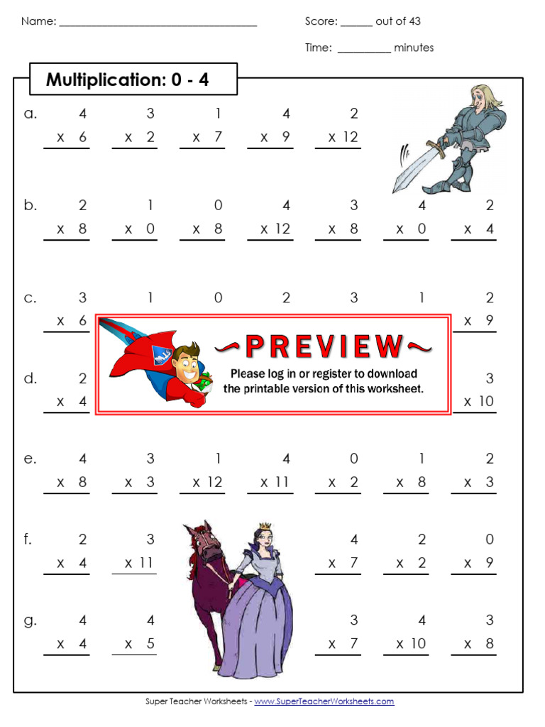 Basic Multiply Drill 0 4 | PDF