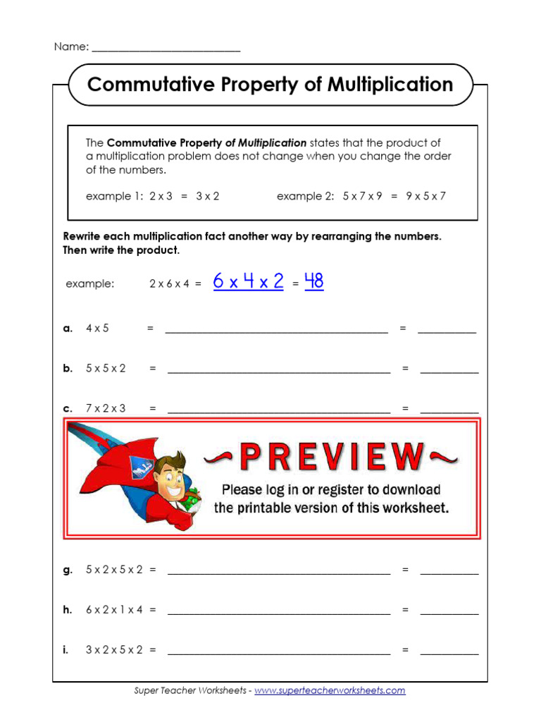 Commutative Property Multiplication | PDF