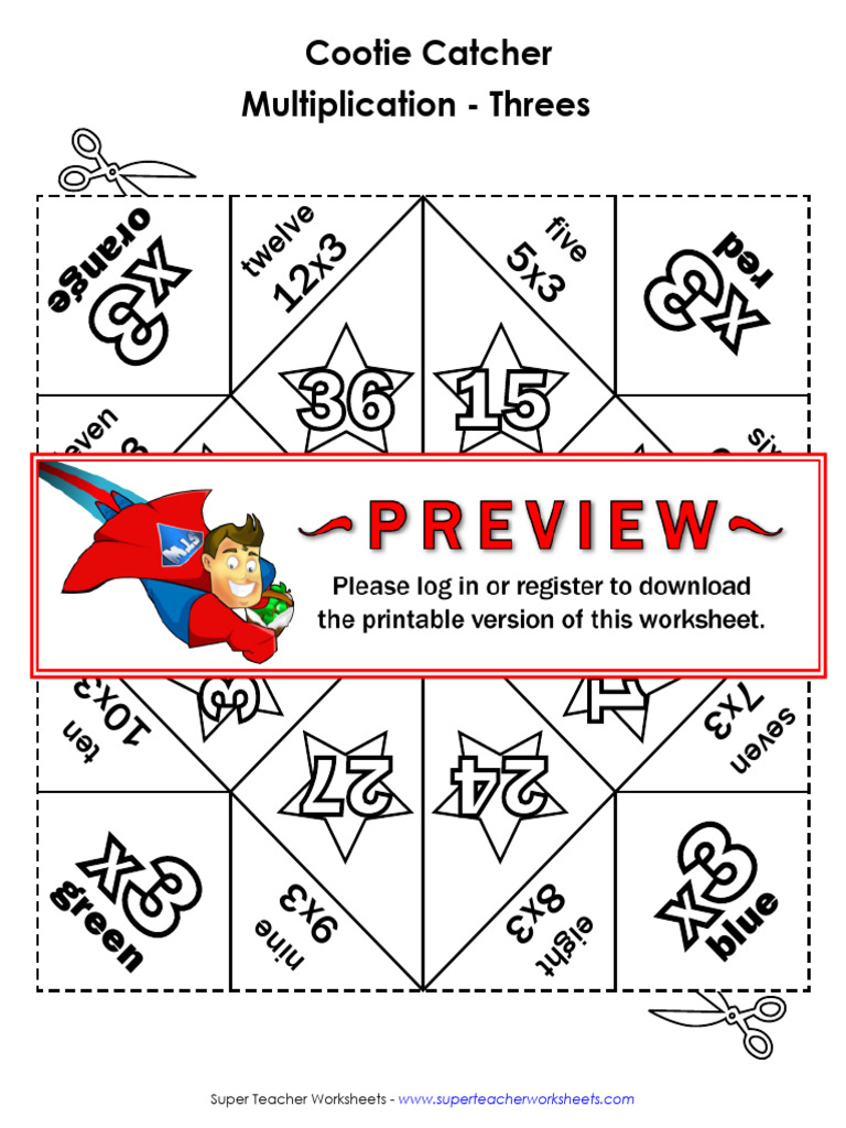 Cootie Catcher Math Multiply 3 | PDF | Paper Folding | Paper Art
