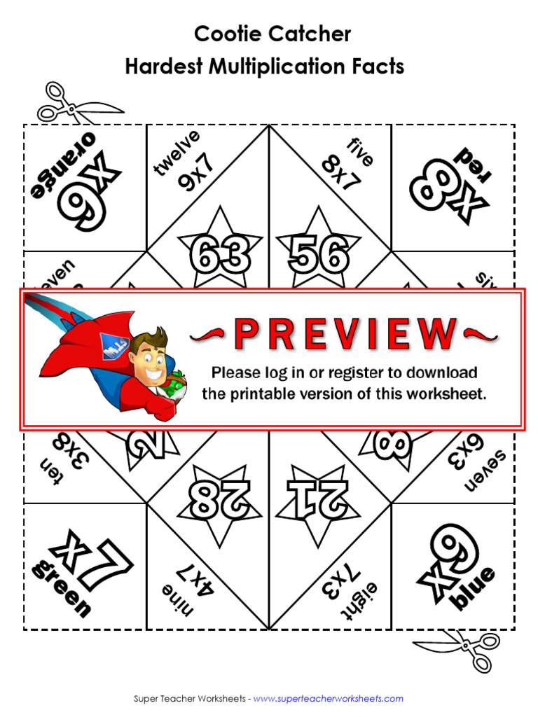 Cootie Catcher Math Multiply Hardest | PDF | Paper Folding | Paper Art