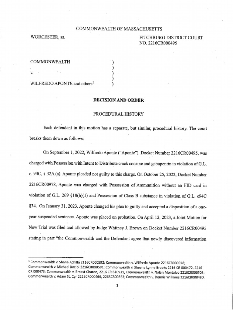 LoConto Ruling / Fitchburg District Court | PDF
