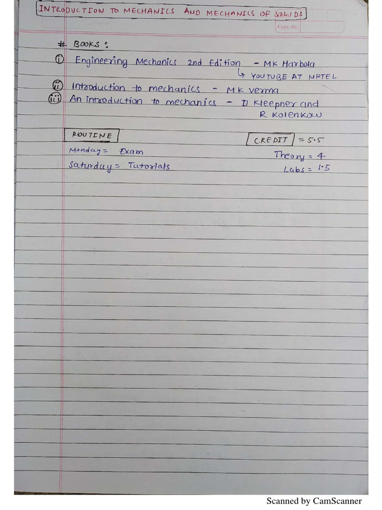 Physics Notes Mechanics-1 | PDF