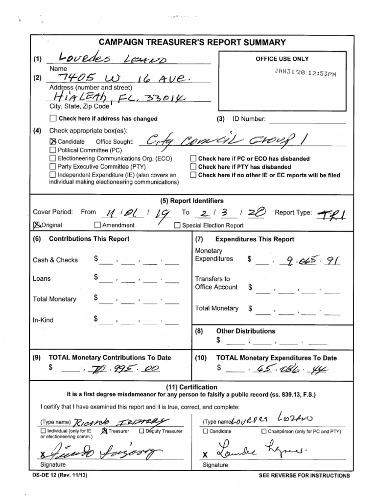 Campaign Treasurers Report TR | PDF