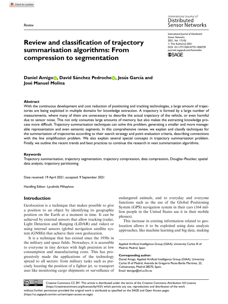 Amigo Et Al 2021 Review and Classification of Trajectory Summarisation Algorithms From ...