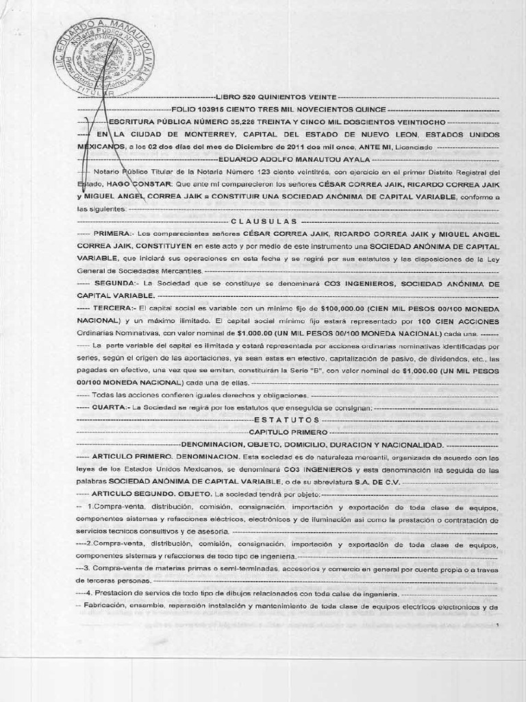 Ejemplo Acta Constitutiva | PDF