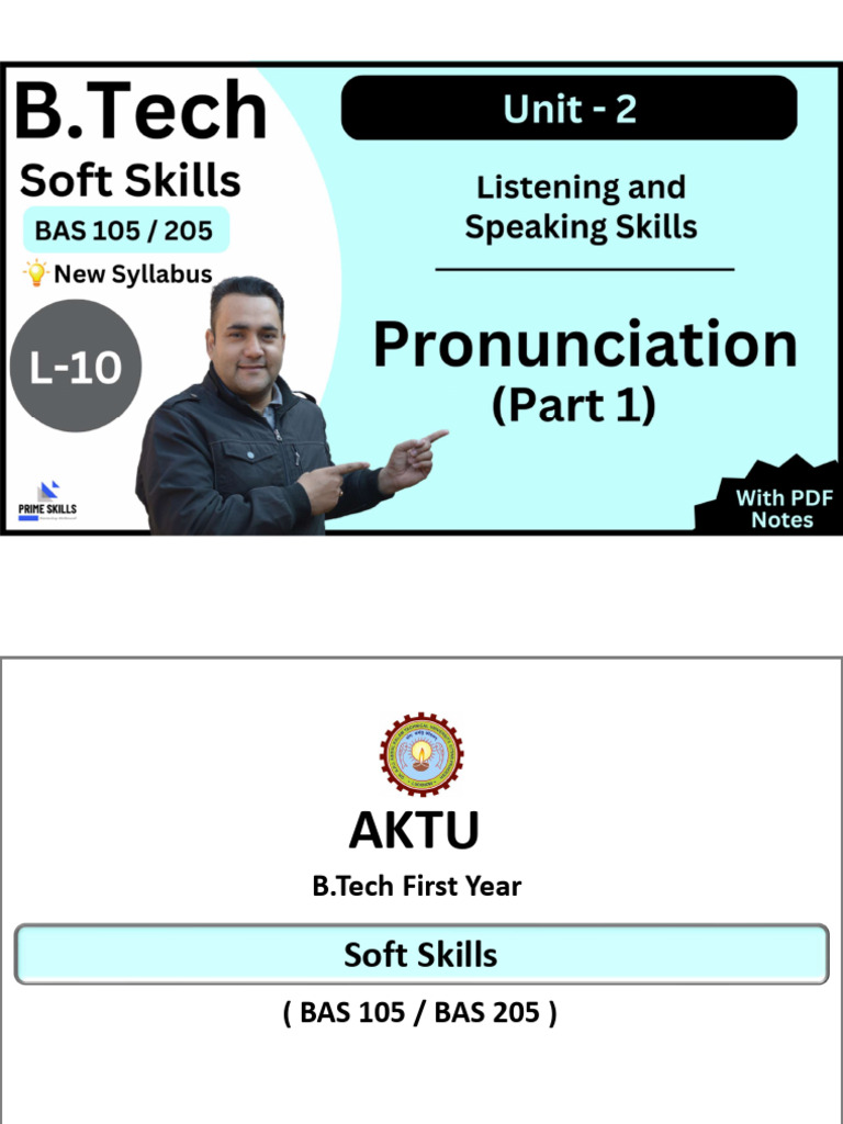 Unit 2 Lec 10 Pronunciation Part 1 Notes | PDF | Consonant | Vowel