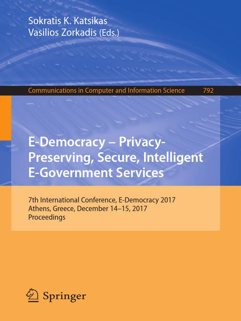 E-Democracy - Privacy-Preserving, Secure, Intelligent E-Government Services | PDF | Cyberspace