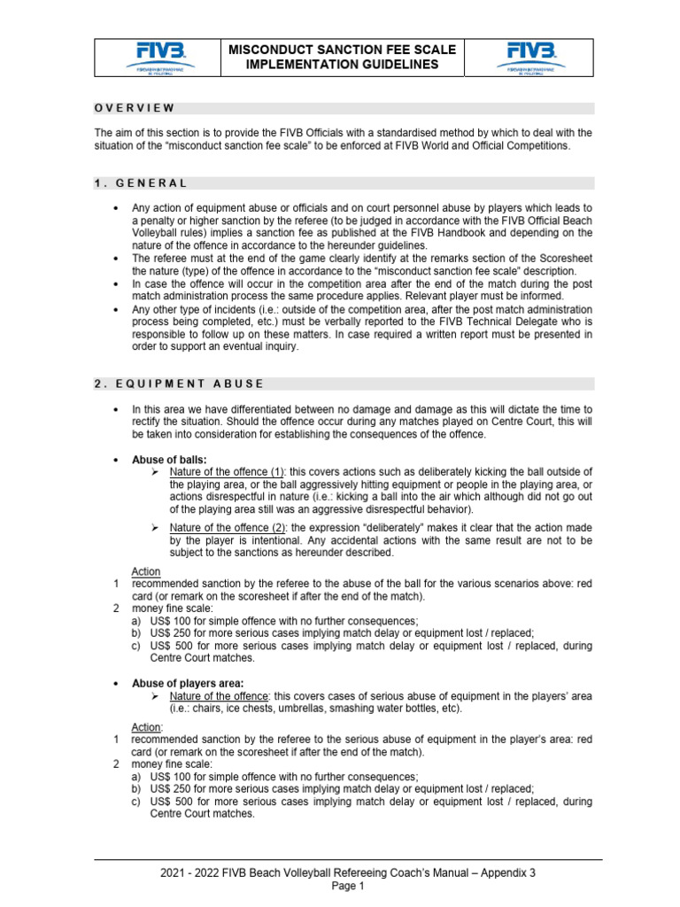 Misconduct Sanction Fee Scale Implementation Guidelines Updated | PDF ...