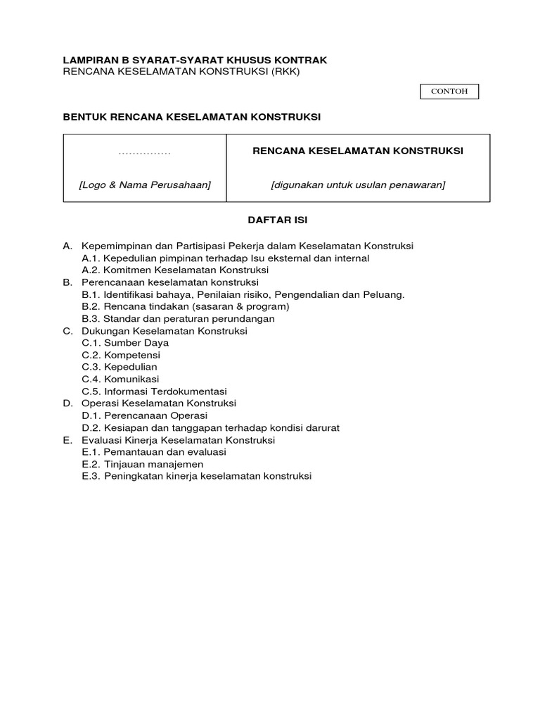 Dokumen Rencana Keselamatan Konstruksi (RKK) | PDF