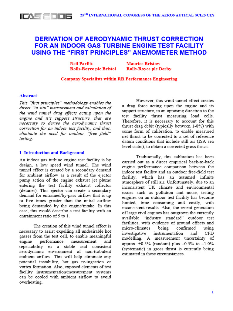 중요 - 개스터빈추력측정 - DERIVATION OF AERODYNAMIC THRUST CORRECTION | PDF | Jet ...