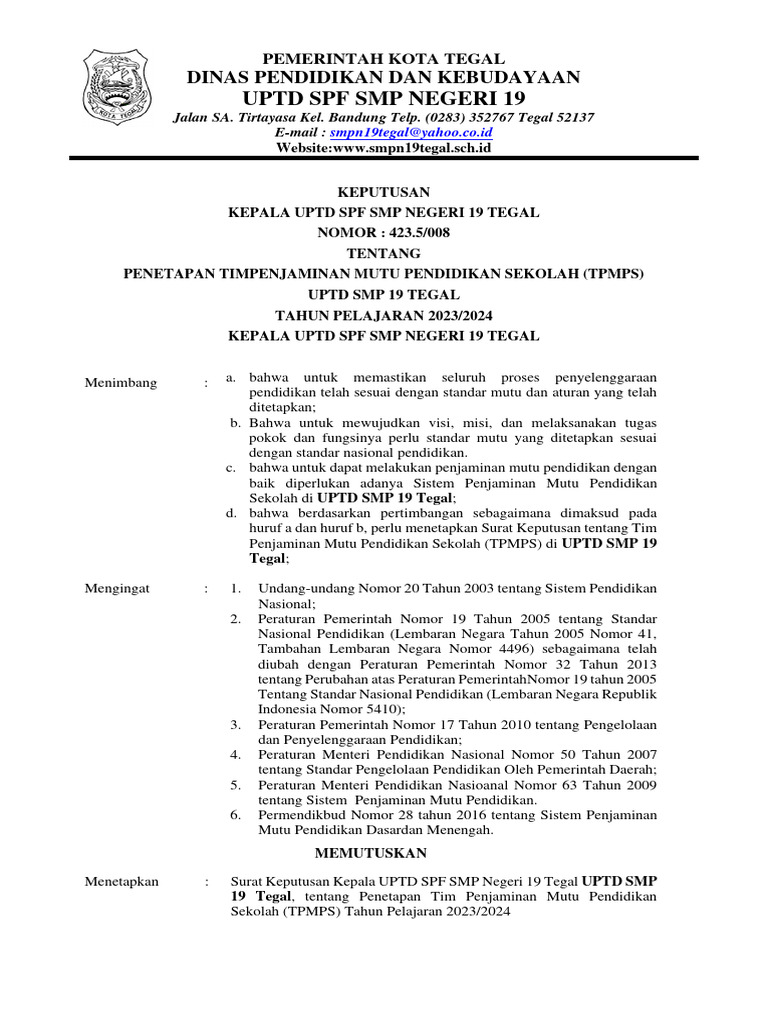 SK Tim TPMPS 2023 2024 1 | PDF