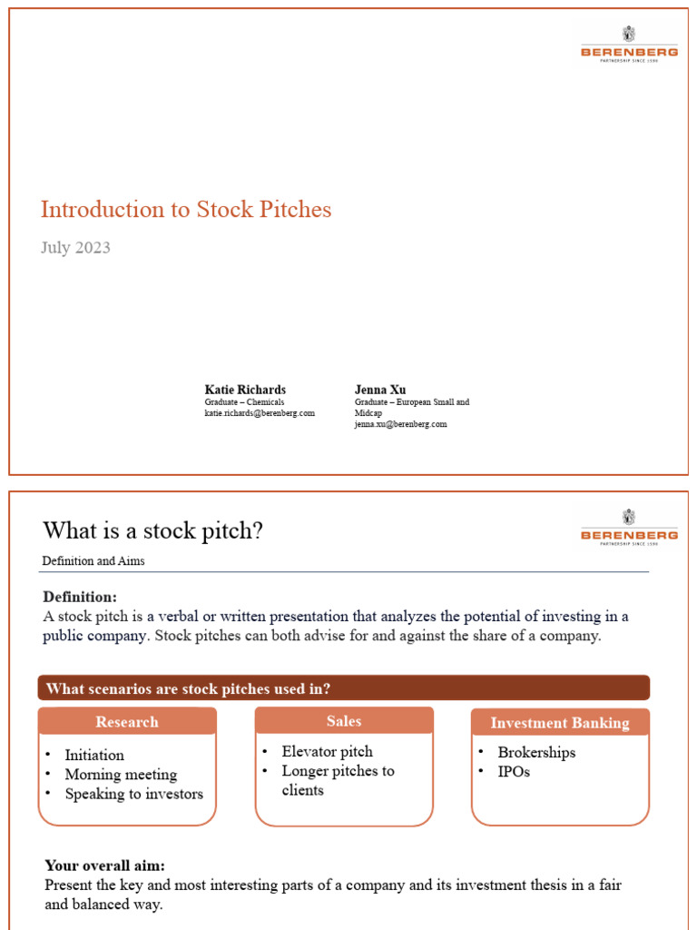 Stock Pitch Guide for Investors | PDF | Valuation (Finance) | Price ...