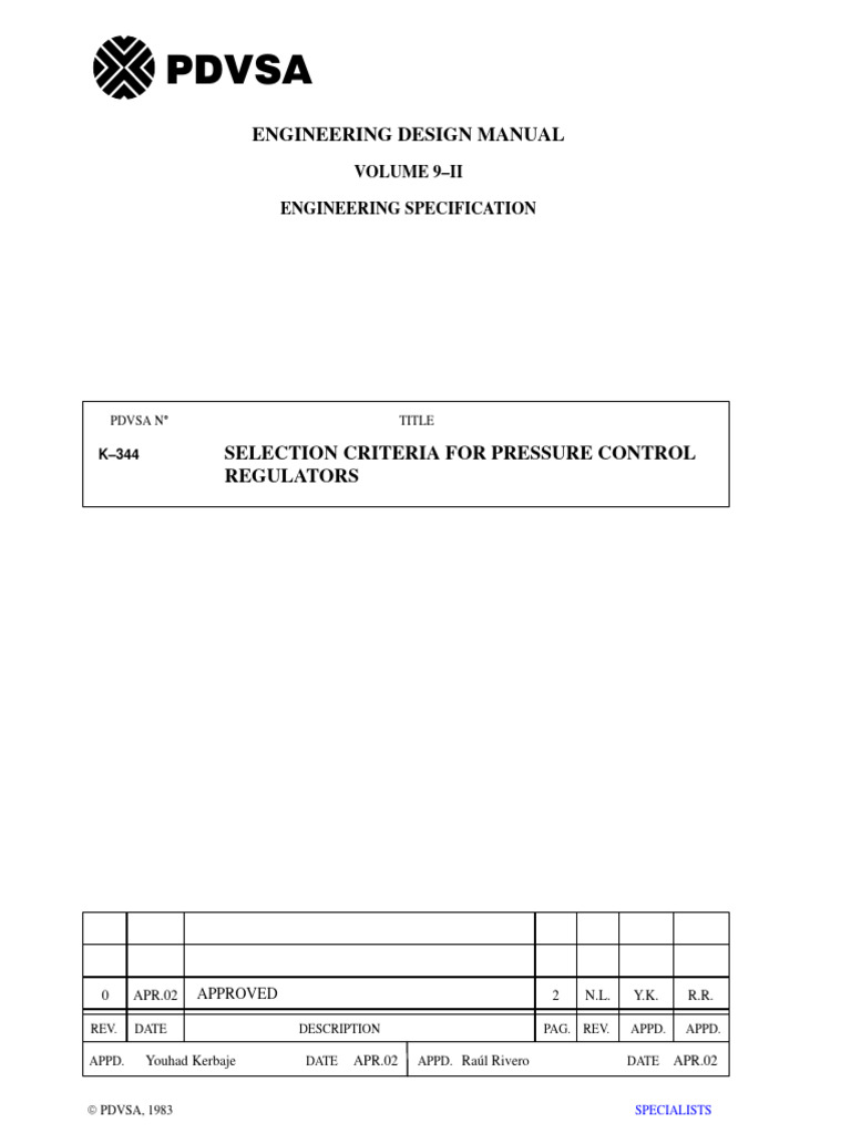 SELECTION CRITERIA FOR PRESSURE CONTROL REGULATORS k-344 | PDF | Valve ...