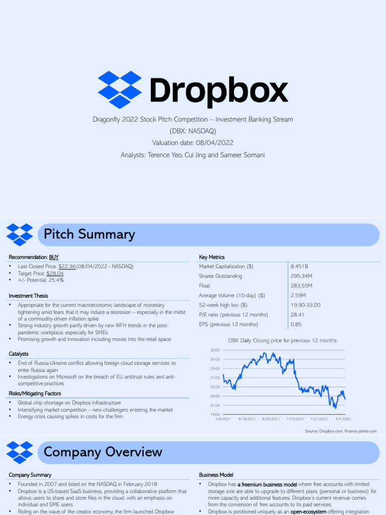 Dropbox 2022 Stock Pitch: Buy Recommendation | PDF | Cloud Computing ...