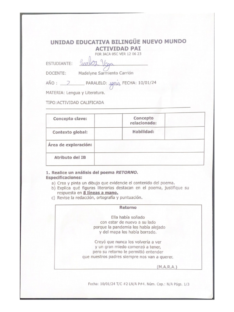 Lengua y Literatura Deber | PDF