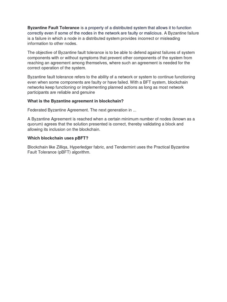 Byzantine Fault Tolerance (BFT) | PDF | Distributed Computing | Computer Architecture