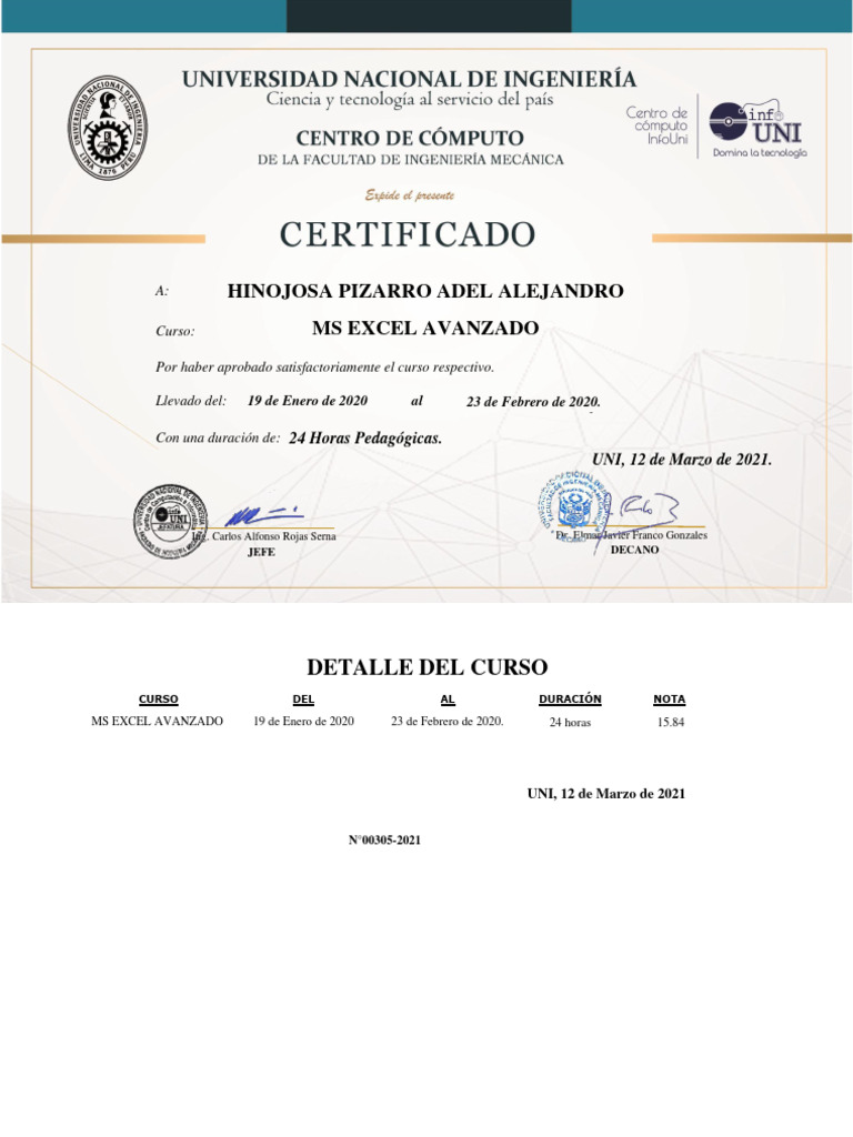 Certificado MS Excel Avanzado 2020 | PDF