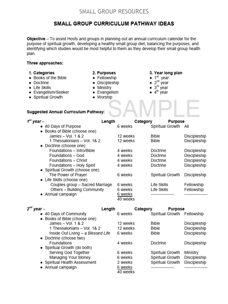 Small Group Curriculum Pathway Ideas | PDF | Disciple (Christianity ...