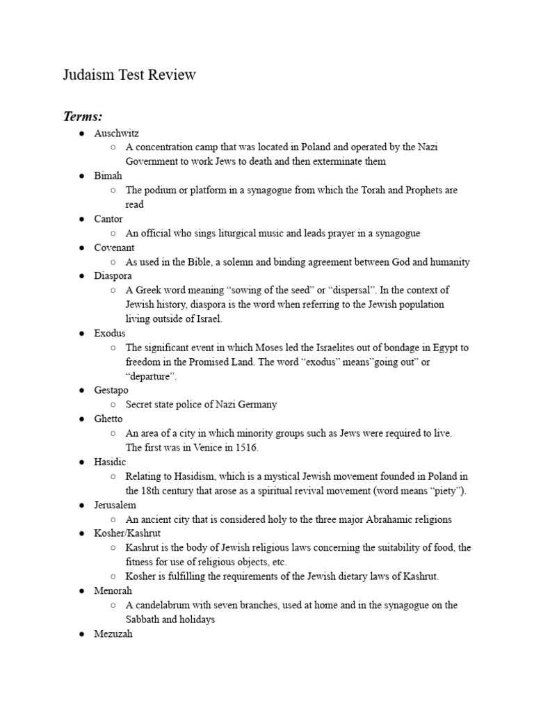 Judaism Test Review | PDF | Abraham | Passover