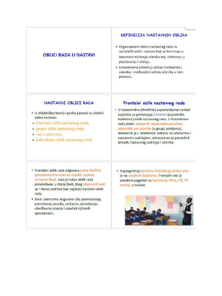 Oblici Rada U Nastavi | PDF
