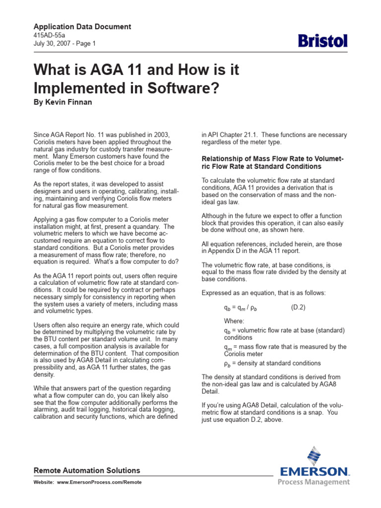 White Paper What Aga 11 How It Implemented Ras en 133728 | PDF | Flow Measurement | Gases