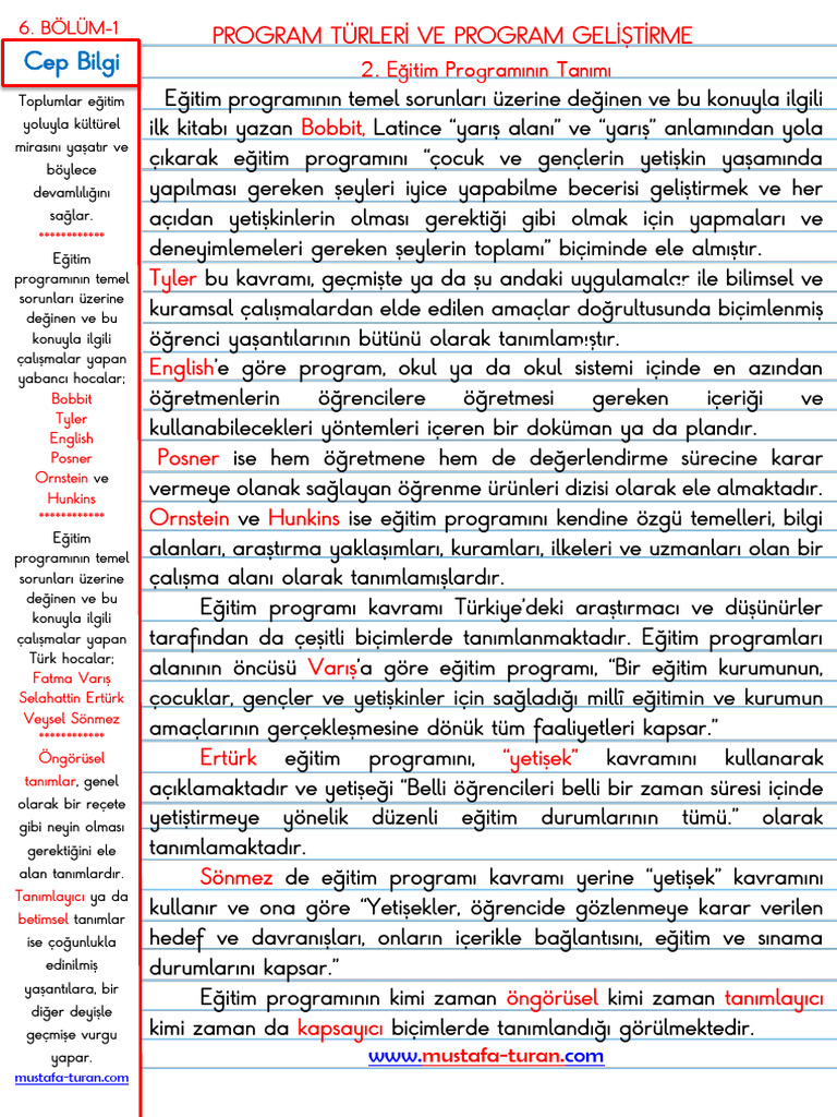 Bolum Program Turleri Ve Program Gelistirme 1 | PDF