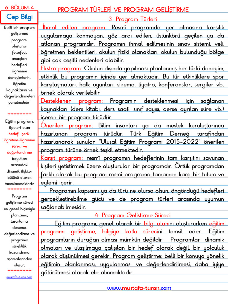Bolum Program Turleri Ve Program Gelistirme 4 | PDF