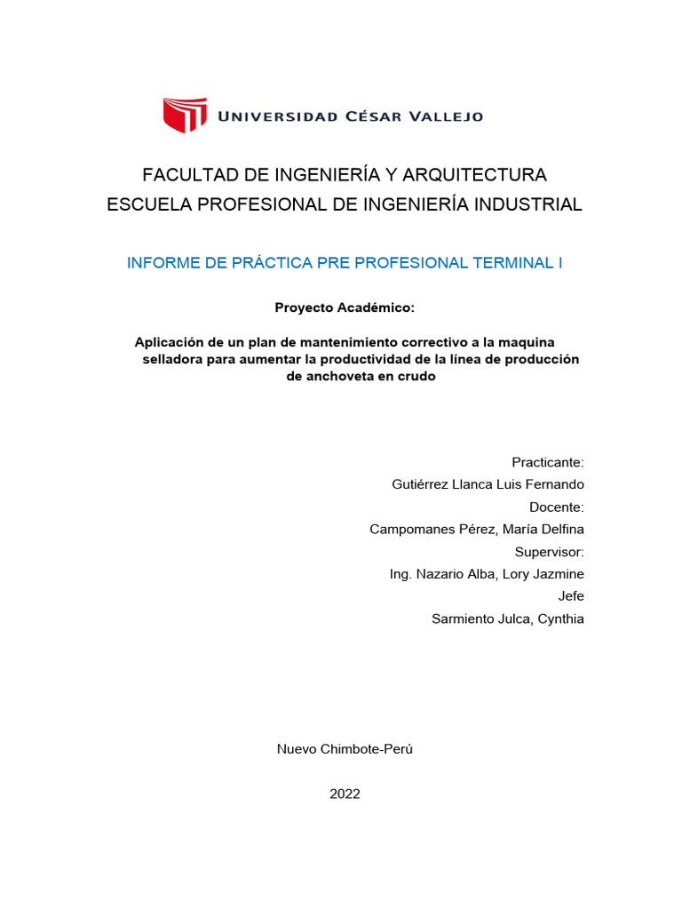 INFORME_DE_PRACTICAS | Descargar gratis PDF | Ingeniería de confiabilidad | Business