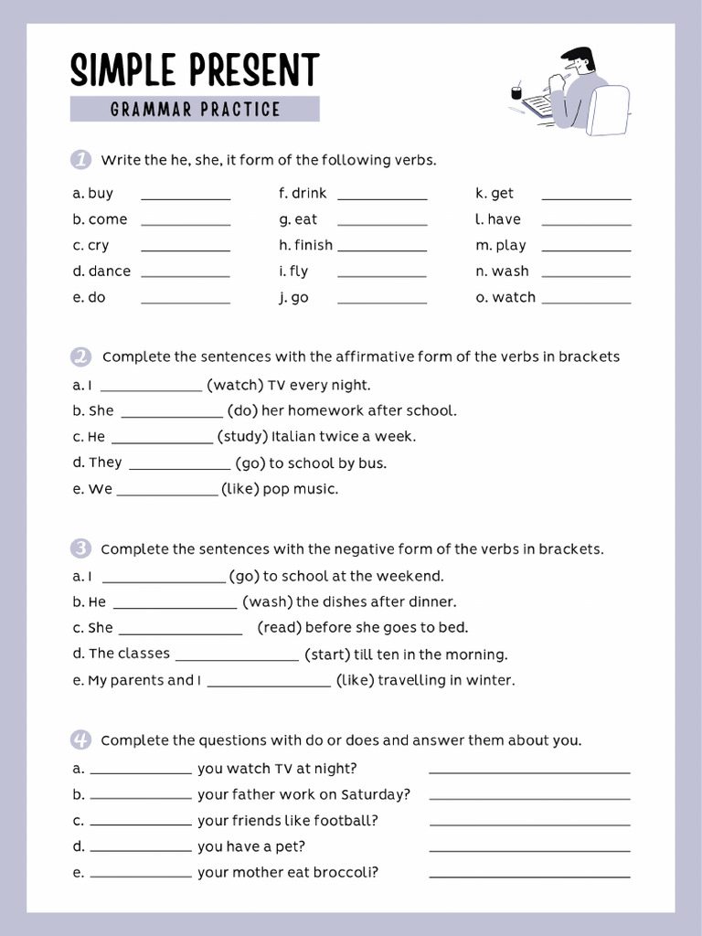 Simple Present Grammar Practice Worksheet | PDF