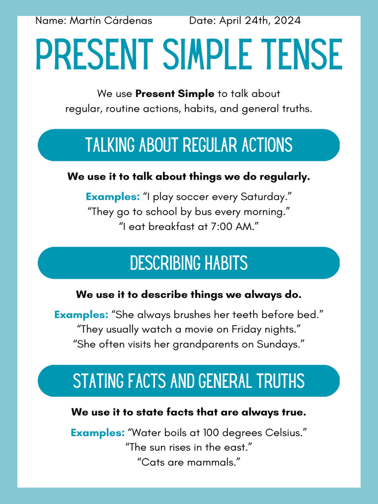 Worksheet Present Simplecontinuous Martín Cárdenas | PDF | Language Arts & Discipline