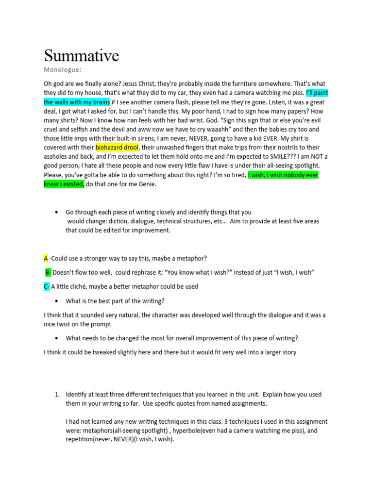 Unit One Summative Assignment | PDF