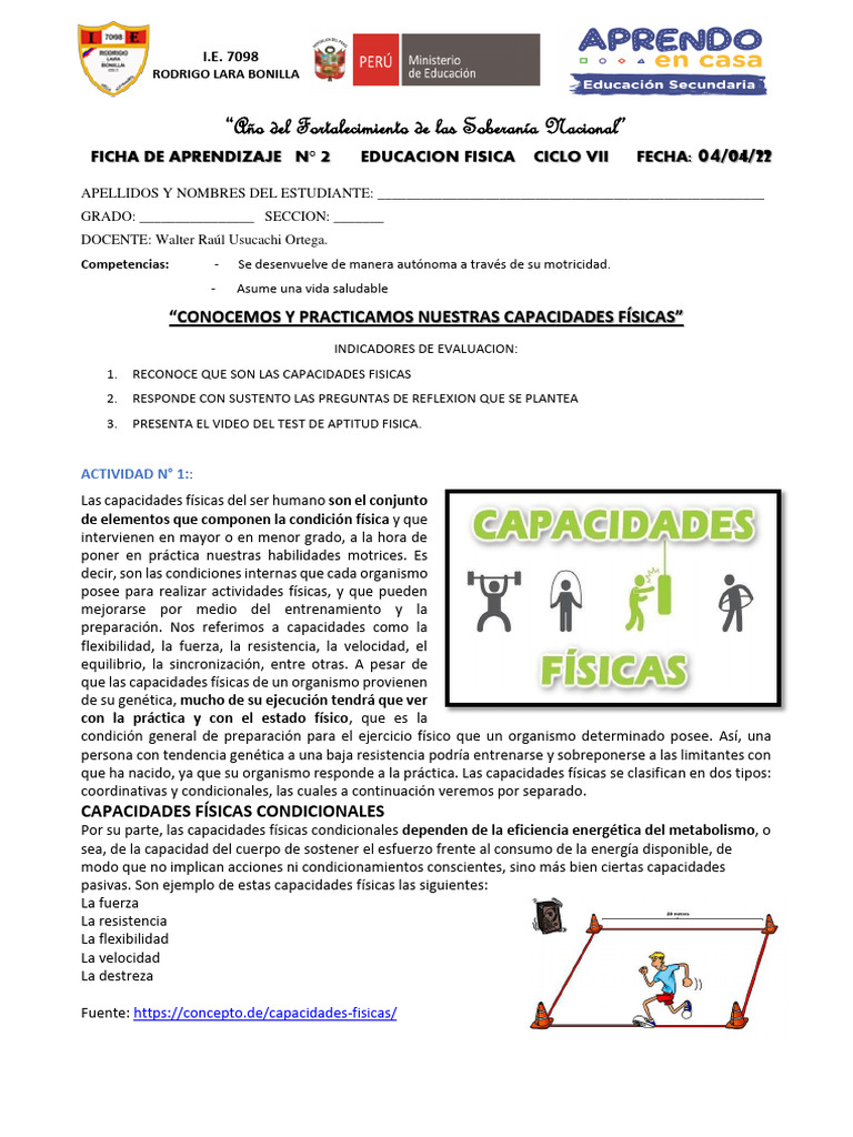Ficha Semana 2 3ro Sec. | PDF | Flexibilidad (anatomía) | Músculo