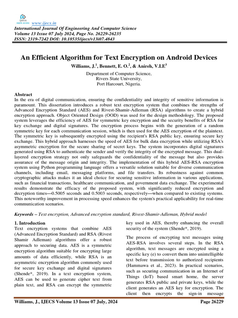 An Efficient Algorithm For Text Encryption On Android Devices | PDF ... An Efficient Algorithm For Text Encryption On Android Devices | PDF ...