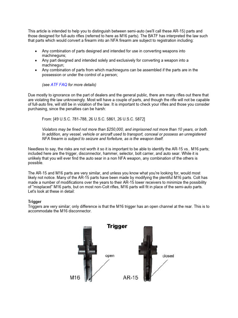 AR-15 vs. M-16 | PDF | Trigger (Firearms) | Projectiles
