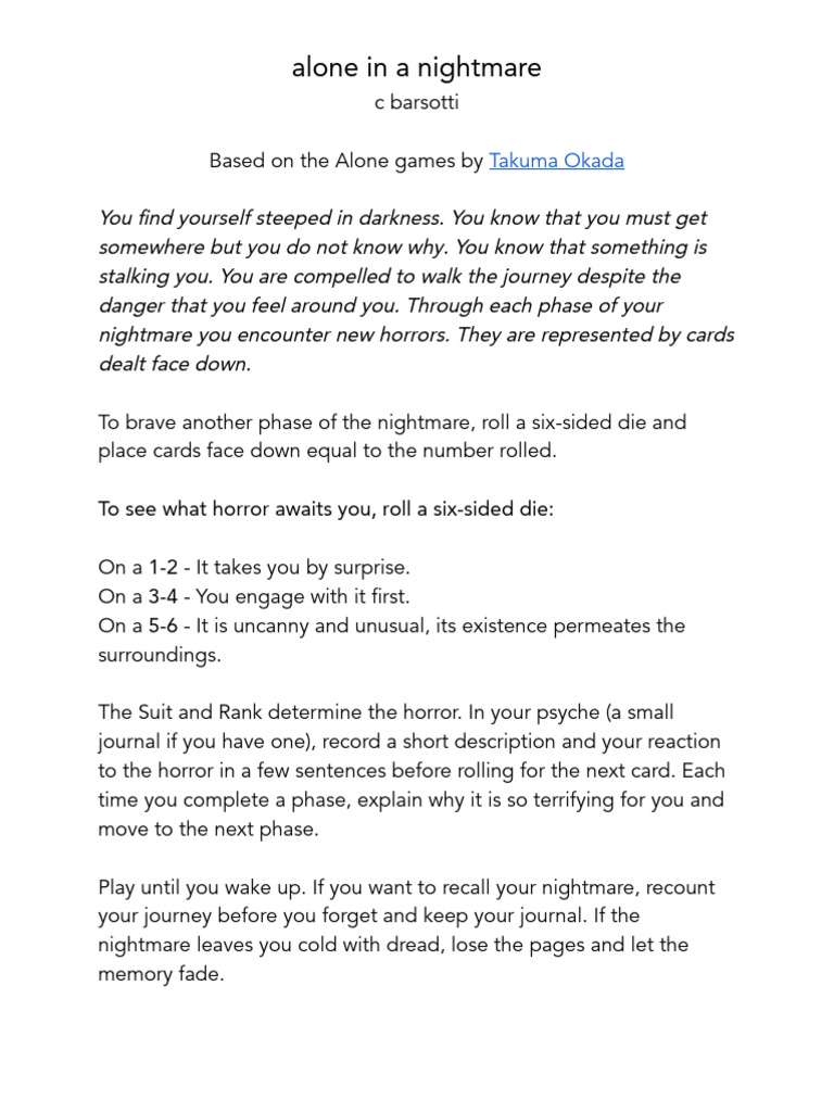 Alone in A Nightmare | PDF
