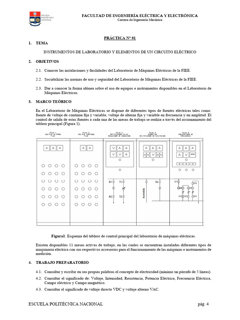 Hoja Guia P01 | PDF | Ingenieria Eléctrica | Laboratorios
