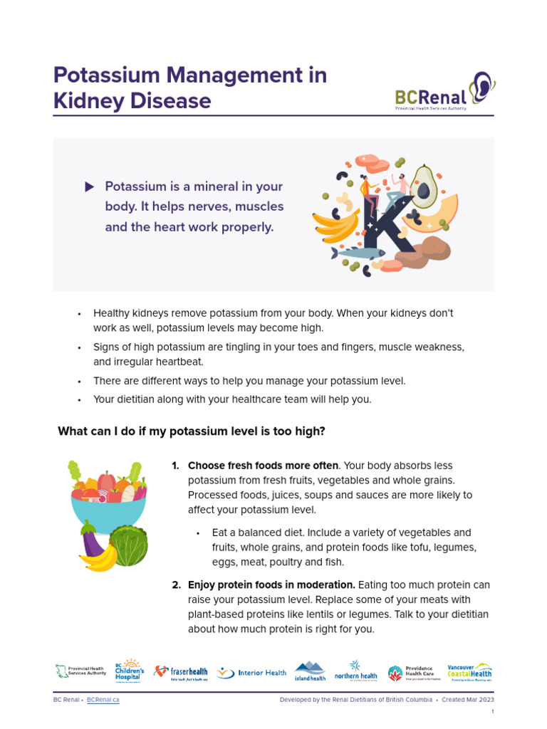 Potassium Management in Kidney Disease | PDF | Foods | Potassium