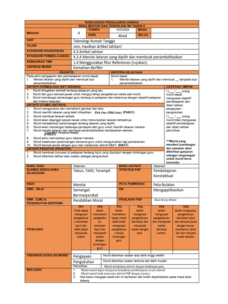 m4 RPH RBT THN 5 2024-2025 by Cikgu Gorgeous | PDF