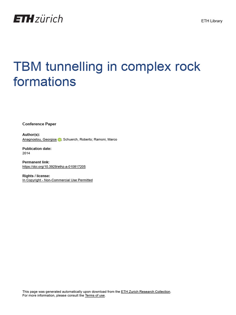 TBM Tunnelling in Complex Rock Formations | PDF | Geology | Permeability (Earth Sciences)