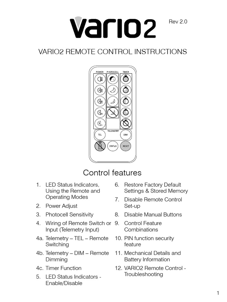 Vario2 Remote Control Setup Guide | PDF | Remote Control | Telemetry
