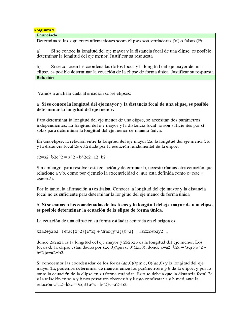 Formato de Soluci N de Desarrollo V para Estudiante | PDF | Elipse | Ecuaciones