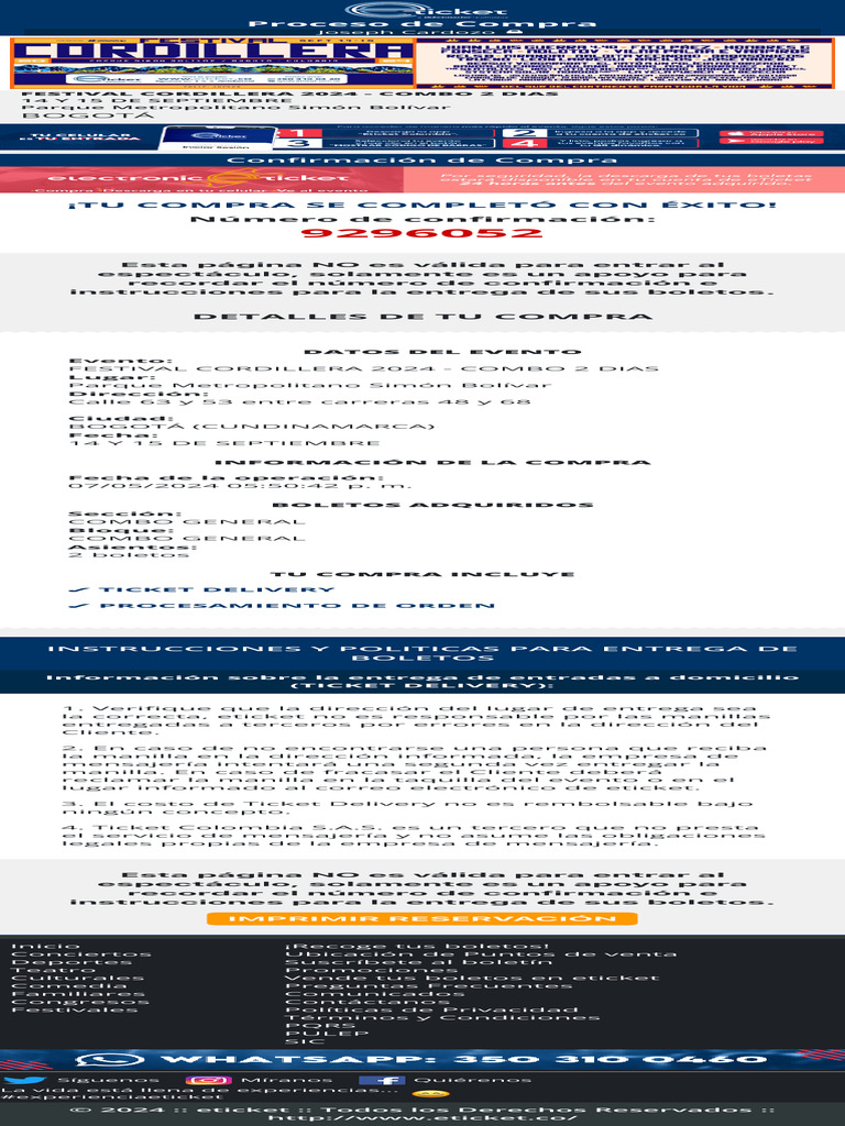 eticket - Confirmación de Compra | PDF