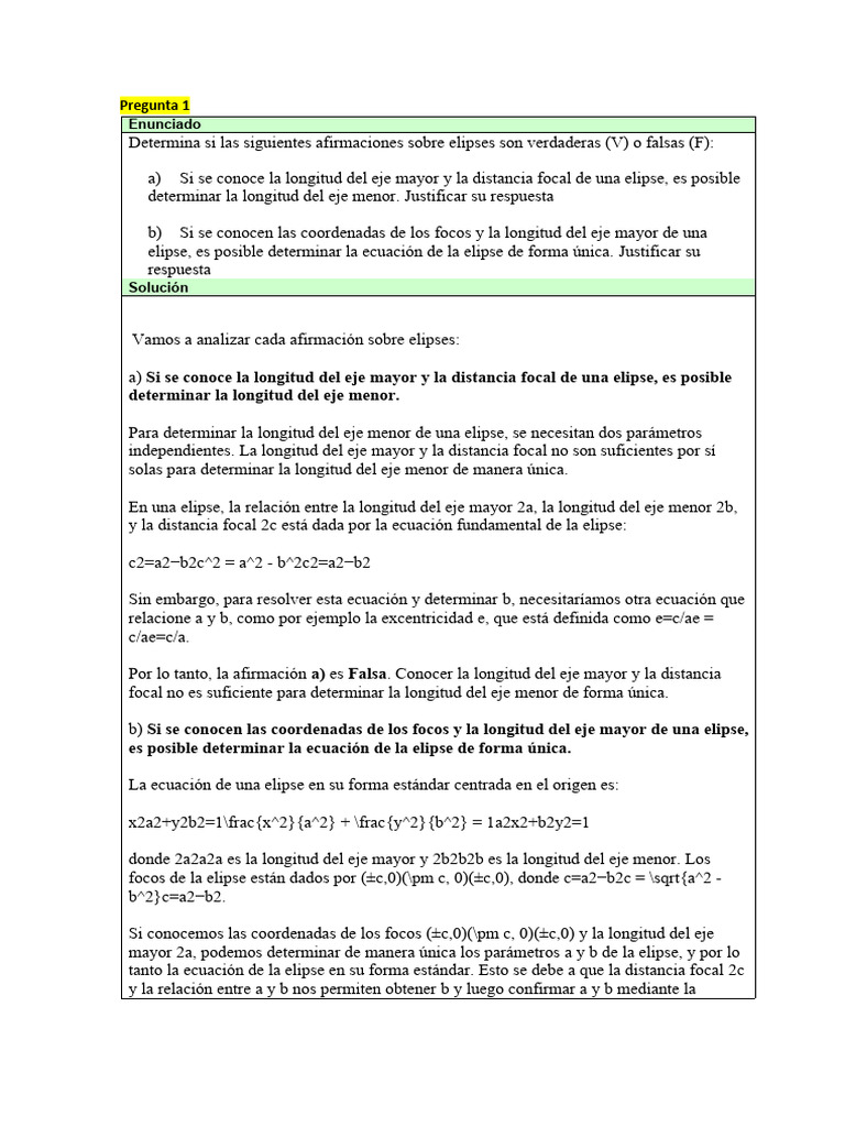 Formato de Soluci N de Desarrollo V para Estudiante | PDF | Elipse | Ecuaciones