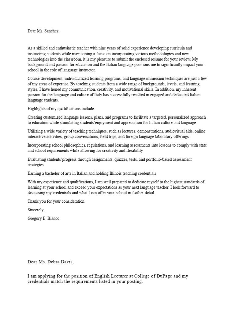 Cover Letter Samples | Download Free PDF | Teachers | Behavior Modification