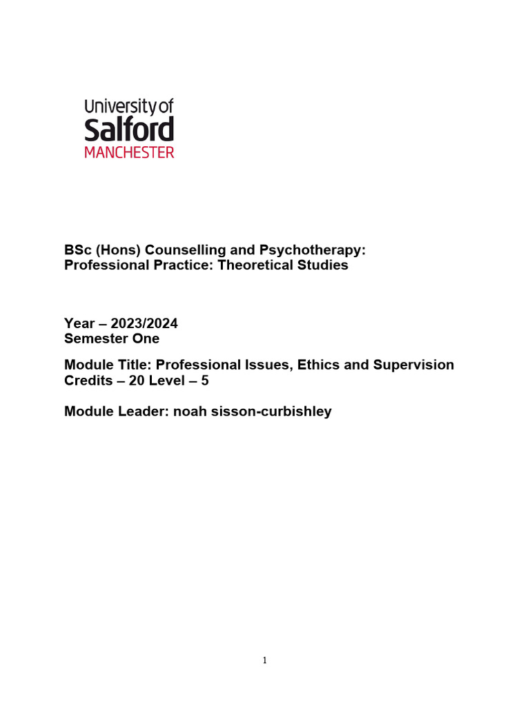 PIES Module Handbook Sept 2023 | PDF | Psychotherapy | Turnitin