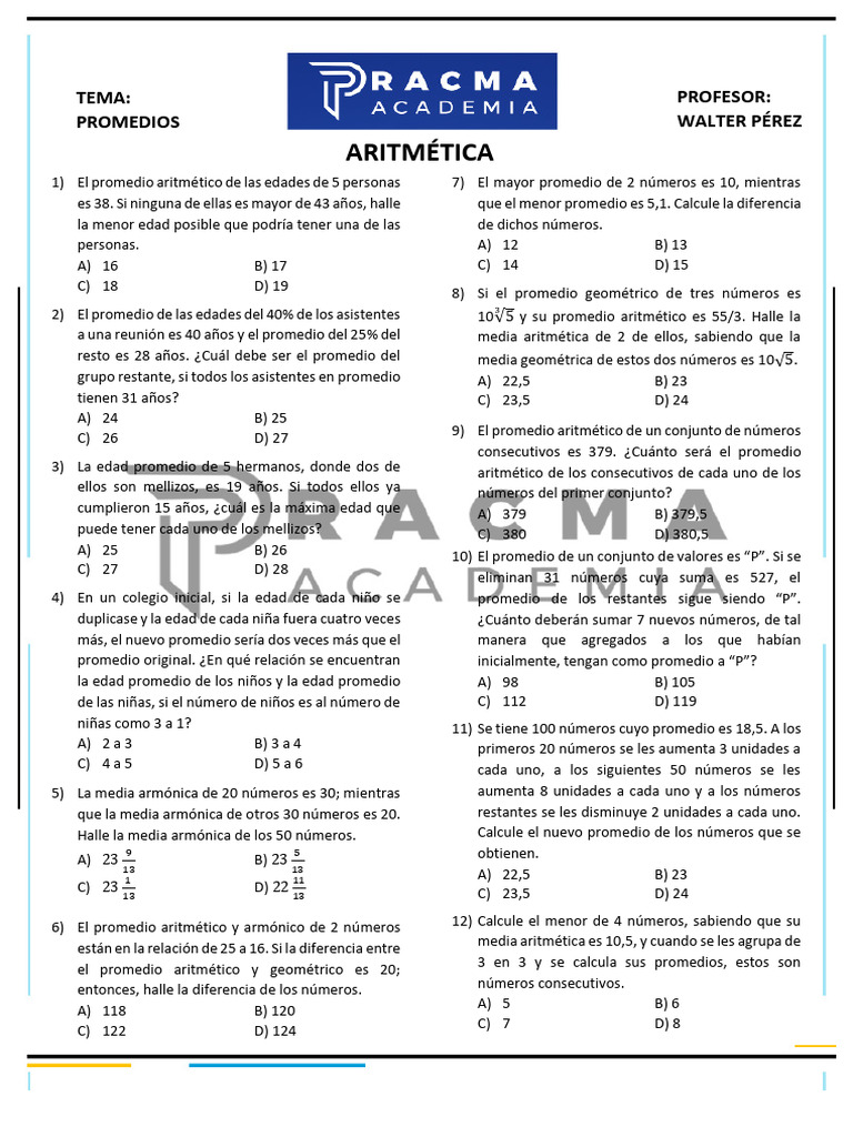 SEMESTRAL 02 - Promedios | PDF