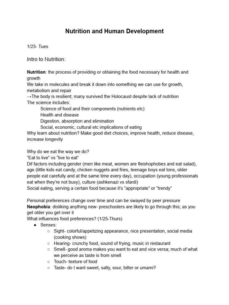 Nutrition Notes | Download Free PDF | Carbohydrates | Glucose