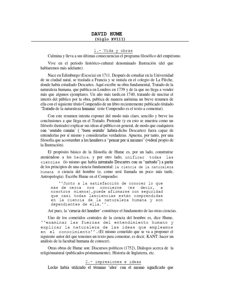 Filosofía de David Hume: Empirismo y Conocimiento | PDF | David Hume ...