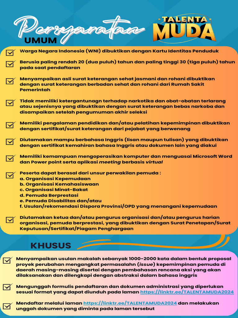 Persyaratan Talenta Muda 2024 | PDF